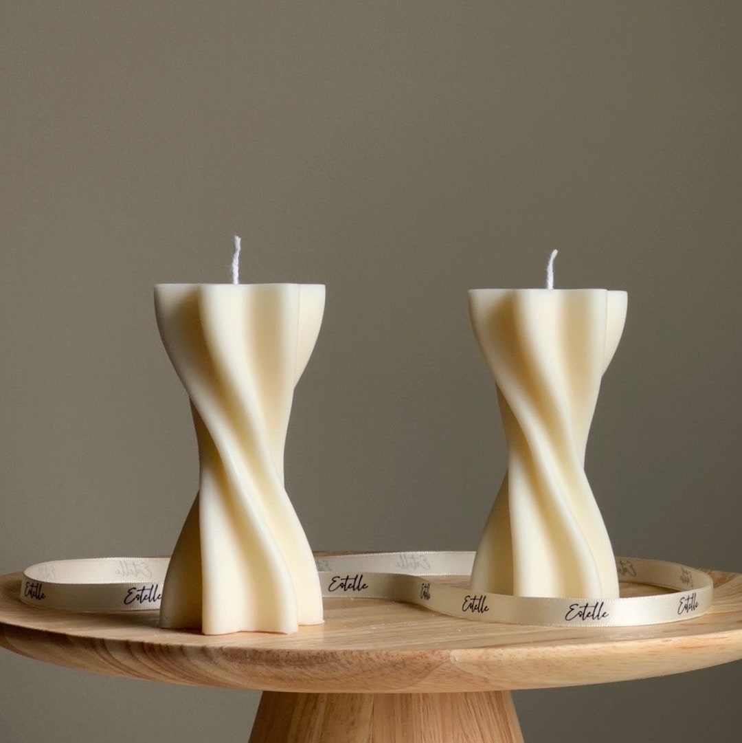 Wavy Swirl Pillar Candle| Soy Wax Candle| Decorative Pillar Candle ...