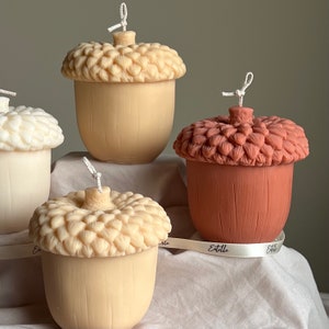 Large Autumn Acorn Candle | Handmade Gift | Cool Candle| Soy Wax Candle ...