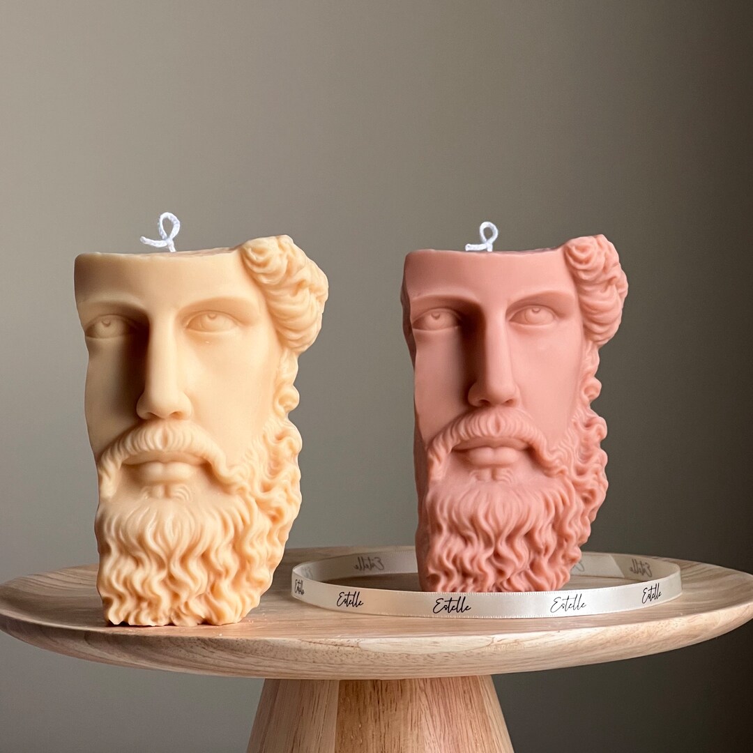 Greek Statue Half Head Candle| Zeus Bust Candle| Sculptural Pillar Soy ...
