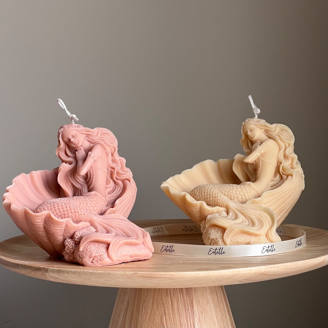 Mermaid Soy Wax Candle: Sculptural Woman Statue Candle - Etsy