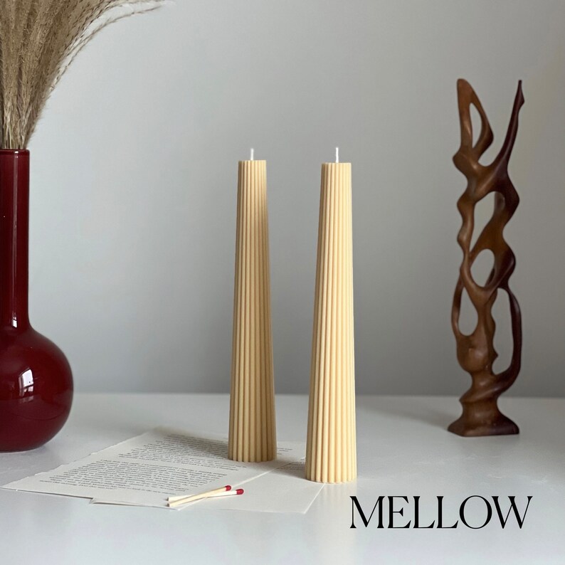Greko Column Soy Wax Candle: Ribbed Pillar, Decorative Taper - Etsy