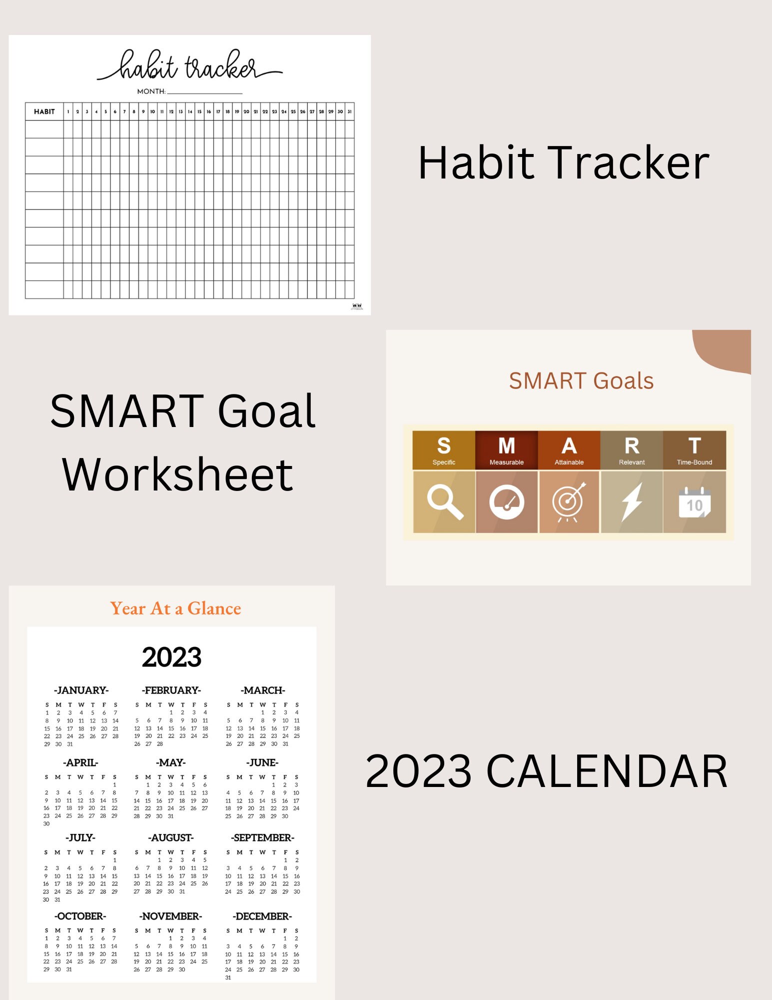 Goal Planner BUNDLE, 2023 Goals Tracker, SMART Goal Setting Kit, New ...
