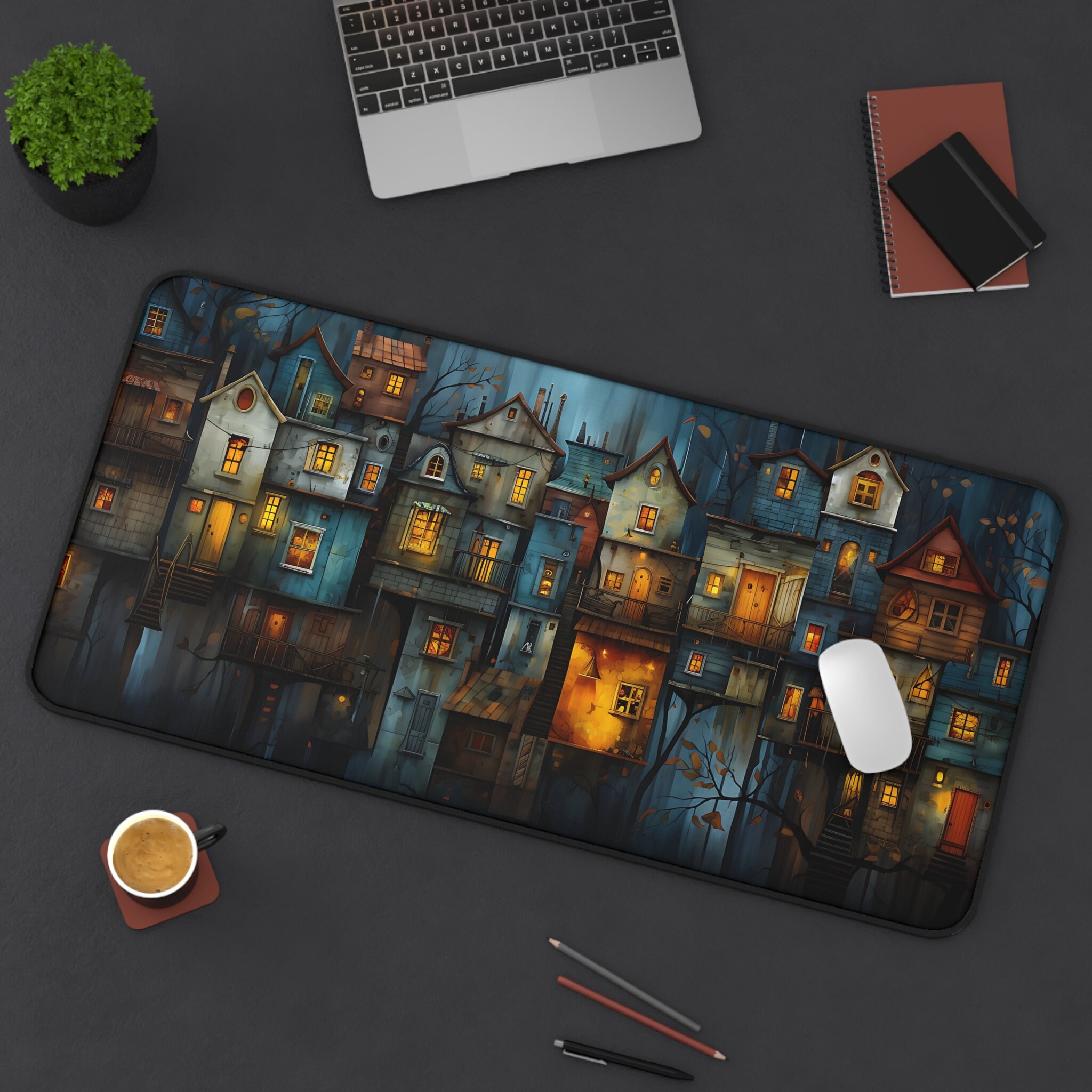 Dark Fairy Tale City Line Desk Mat | Fantasy Gaming Play Mat | Large ...