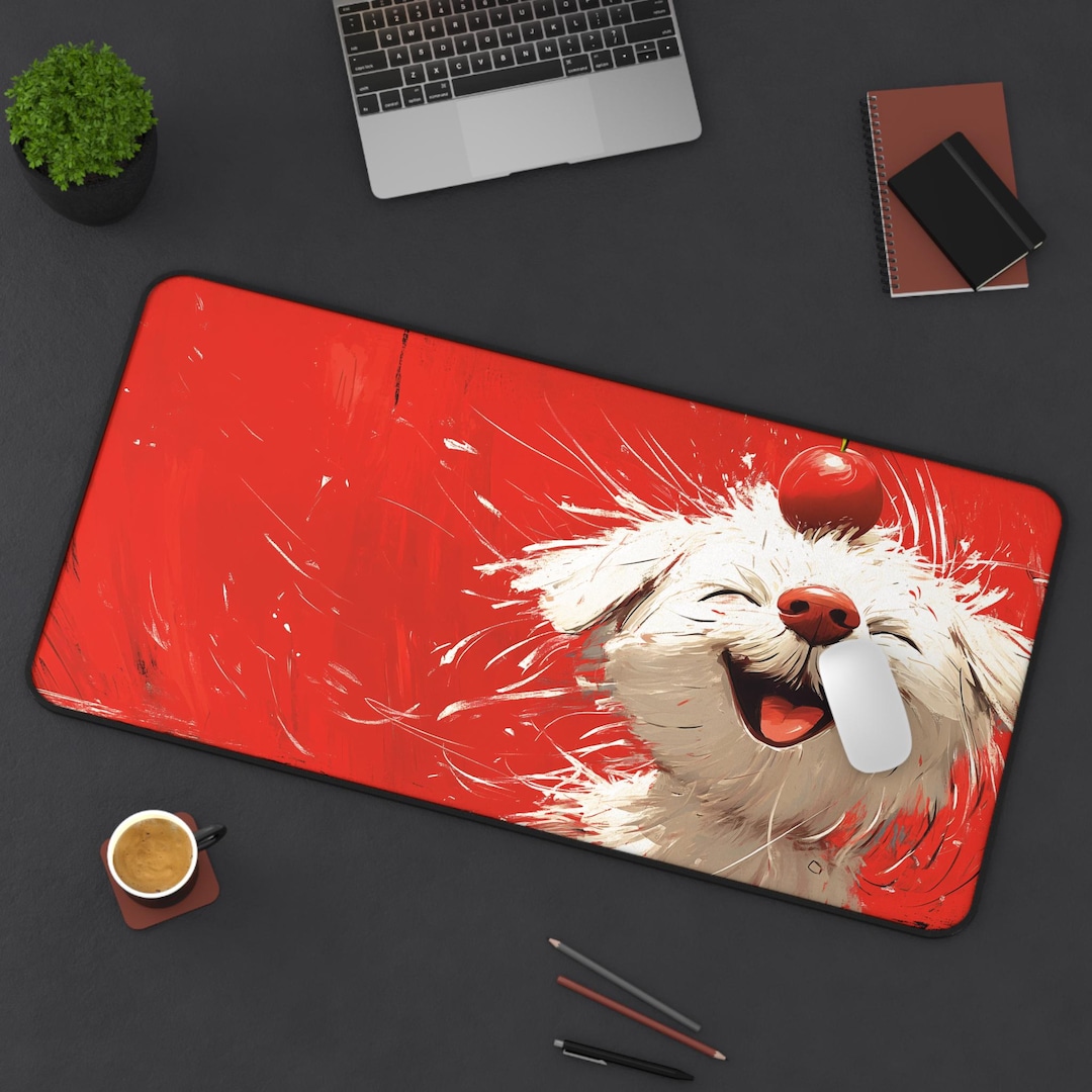 Cheerful Dog Neoprene Desk Mat, Pet Lover Gift - Etsy