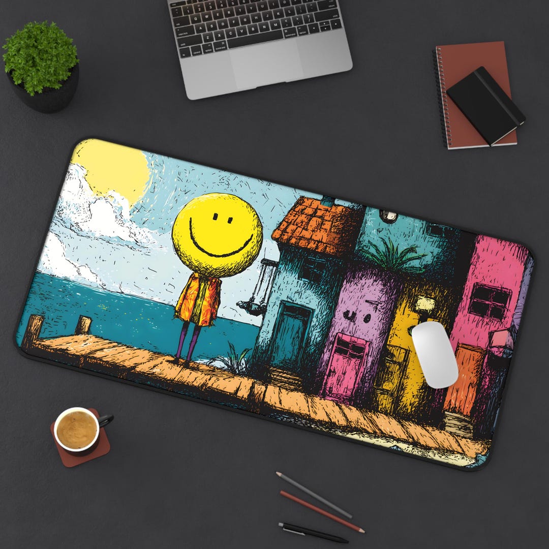 Colorful Smile Desk Mat: Vibrant Neoprene Mouse Pad - Etsy