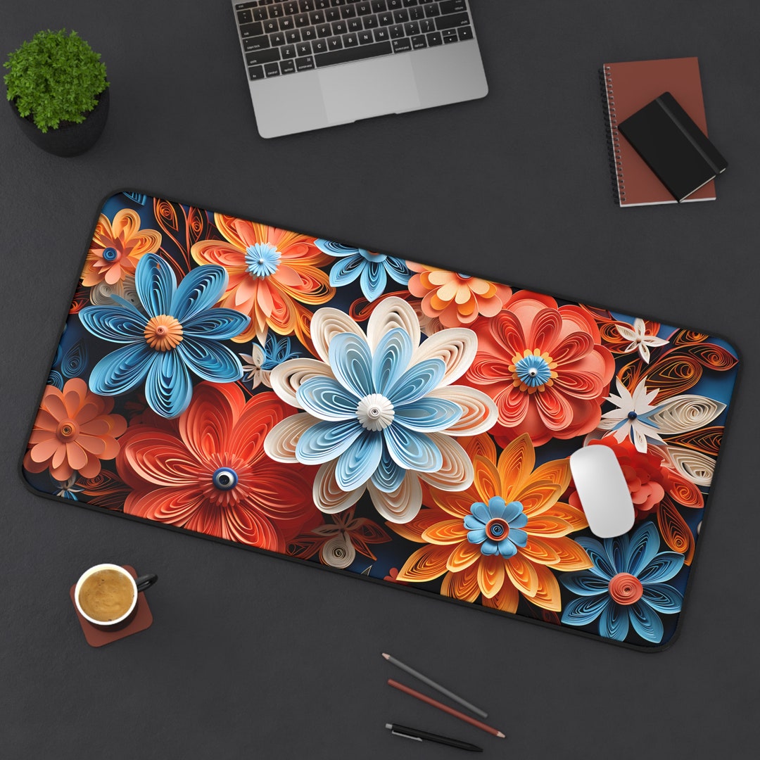 Floral Paper Quilling Desk Mat | XL Desk Mat | Desk Decor Aesthetic ...