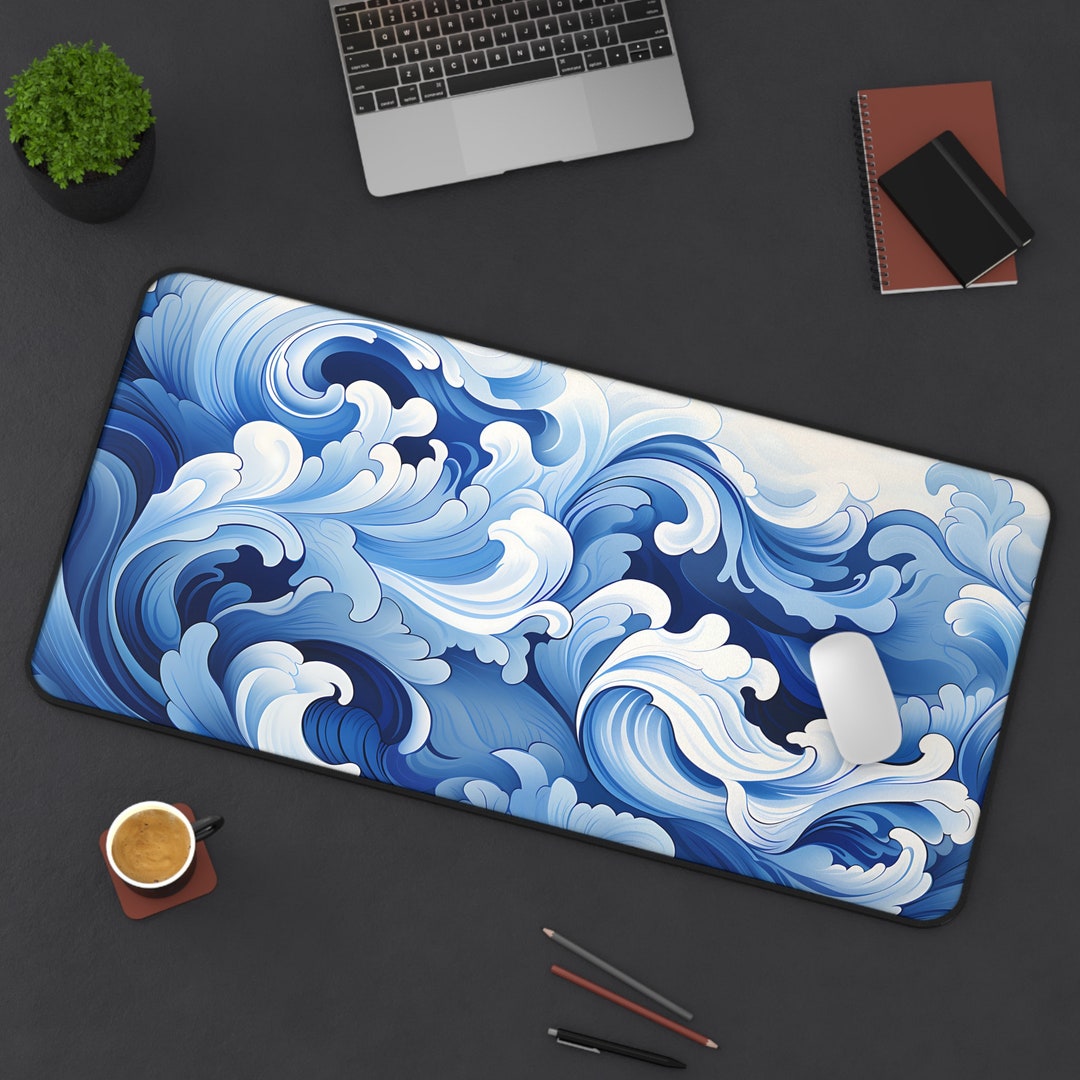 Fantasy Waves Desk Mat | Wave Pattern Gaming Mouse Pad | Extended Large ...