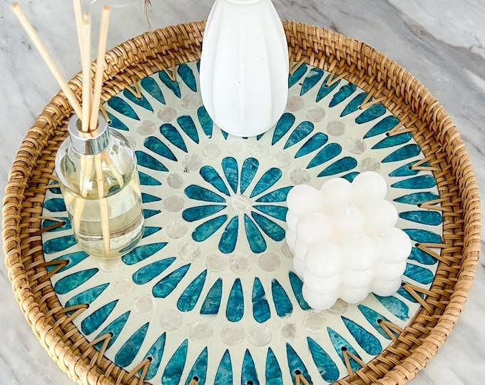 Round Rattan Small Tray, Boho Handwoven Display Tray, Boho Décor ...