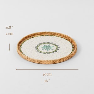 Oasis Round Rattan Serving Tray, Boho Handwoven Display Tray, Boho ...