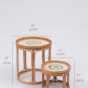 Oasis Boho Rattan Side Table Set, Bedside Table, Round Modern Coffee ...