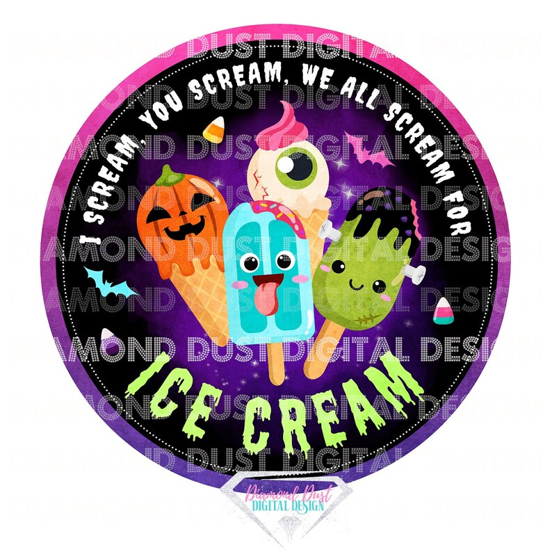 Scream for Ice Cream Halloween Round Png Digital Print. - Etsy