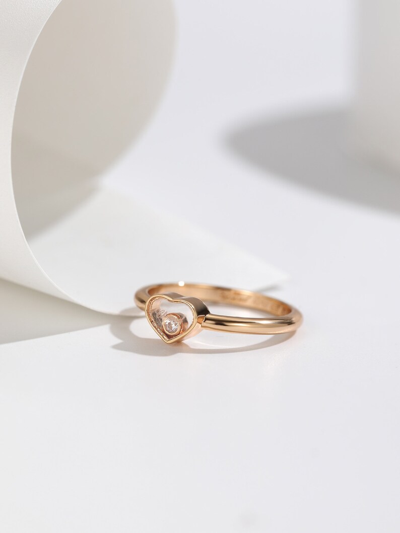 Happy Diamond Ring, Cho Pard Ring, Rose Gold Ring, Heart Ring With ...