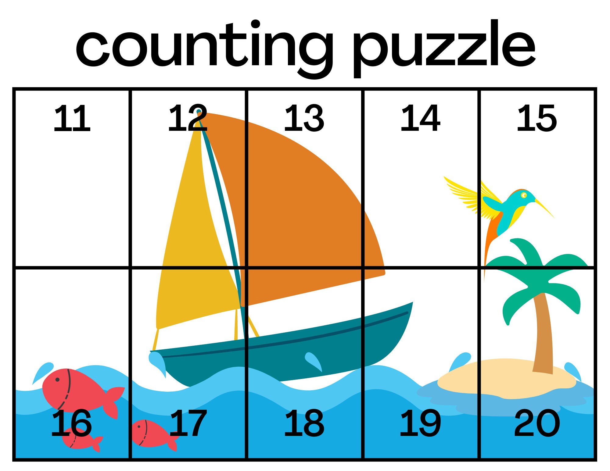 Vehicle Number Puzzles, Counting 1 to 20, Maths, Number Recognition ...