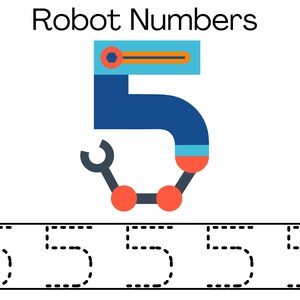 Robot Number Practice, Numbers 0 to 9, Tracing Printable, Preschool ...