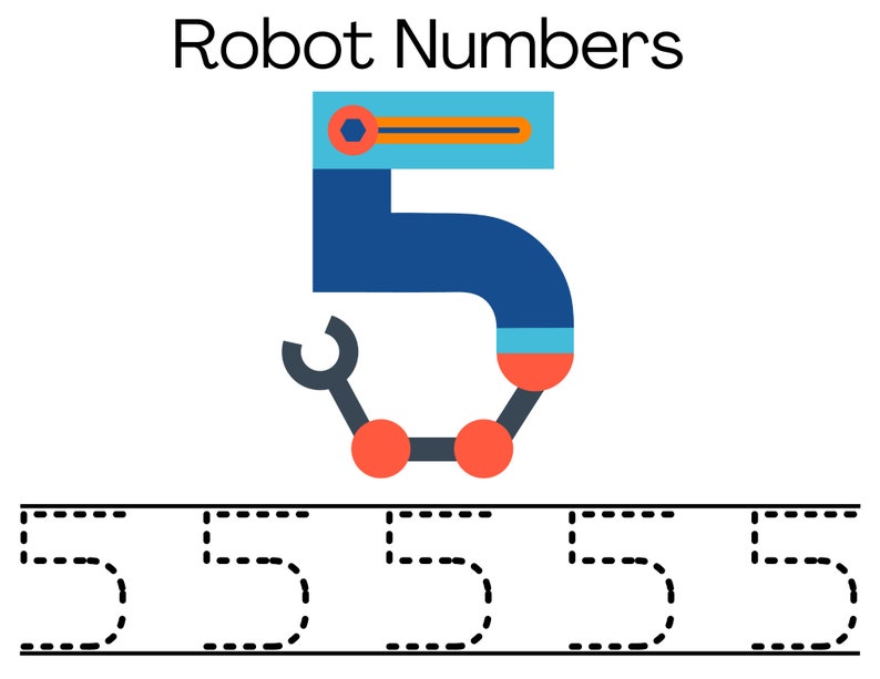 Robot Number Practice, Numbers 0 to 9, Tracing Printable, Preschool ...