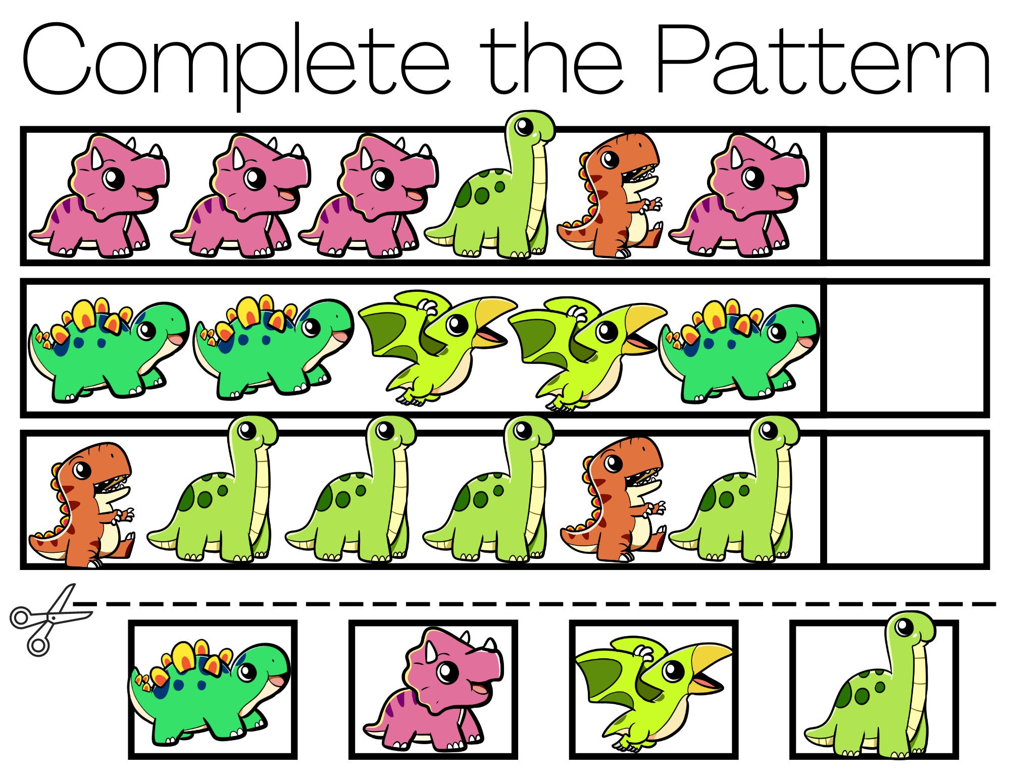 Complete the Pattern, Maths Activity, Toddler, Fine Motor, Quiet Time ...