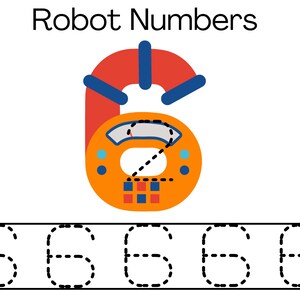 Robot Number Practice, Numbers 0 to 9, Tracing Printable, Preschool ...