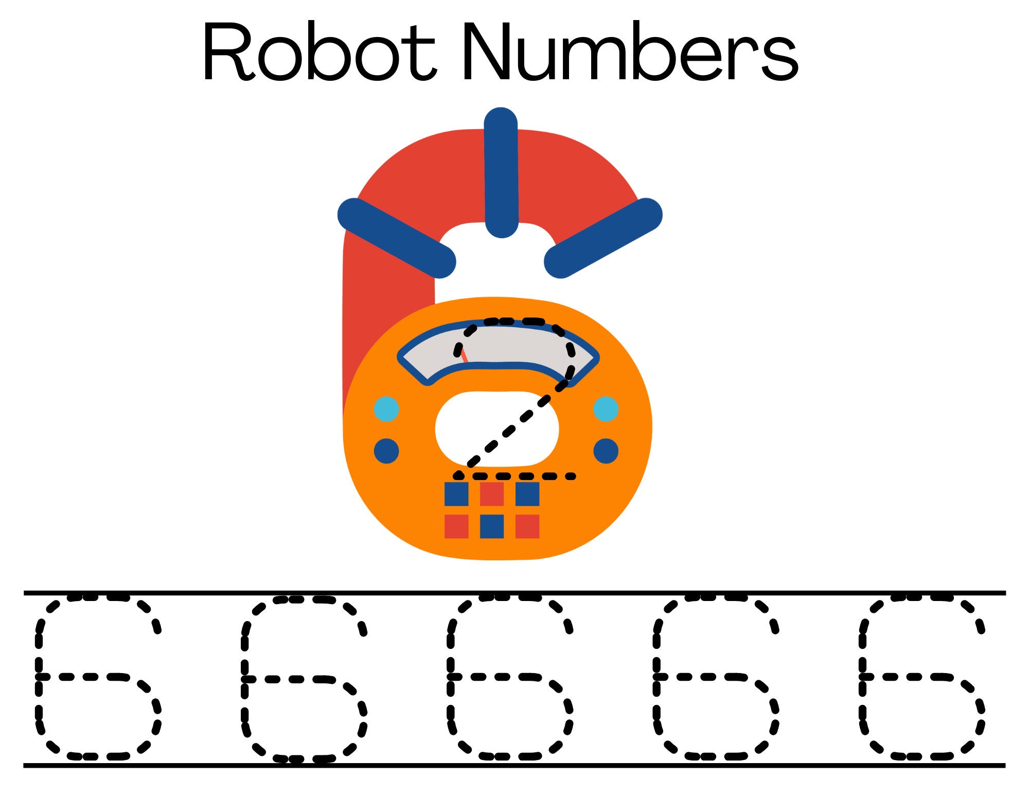 Robot Number Practice, Numbers 0 to 9, Tracing Printable, Preschool ...