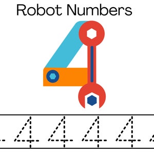 Robot Number Practice, Numbers 0 to 9, Tracing Printable, Preschool ...