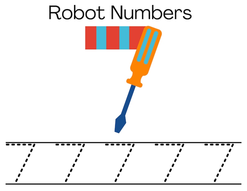 Robot Number Practice, Numbers 0 to 9, Tracing Printable, Preschool ...