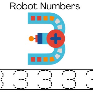 Robot Number Practice, Numbers 0 to 9, Tracing Printable, Preschool ...