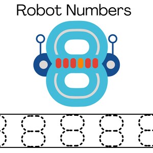 Robot Number Practice, Numbers 0 to 9, Tracing Printable, Preschool ...