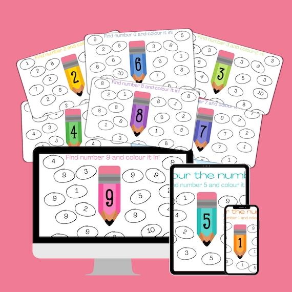 Find and Colour the Number Number Recognition Worksheets - Etsy