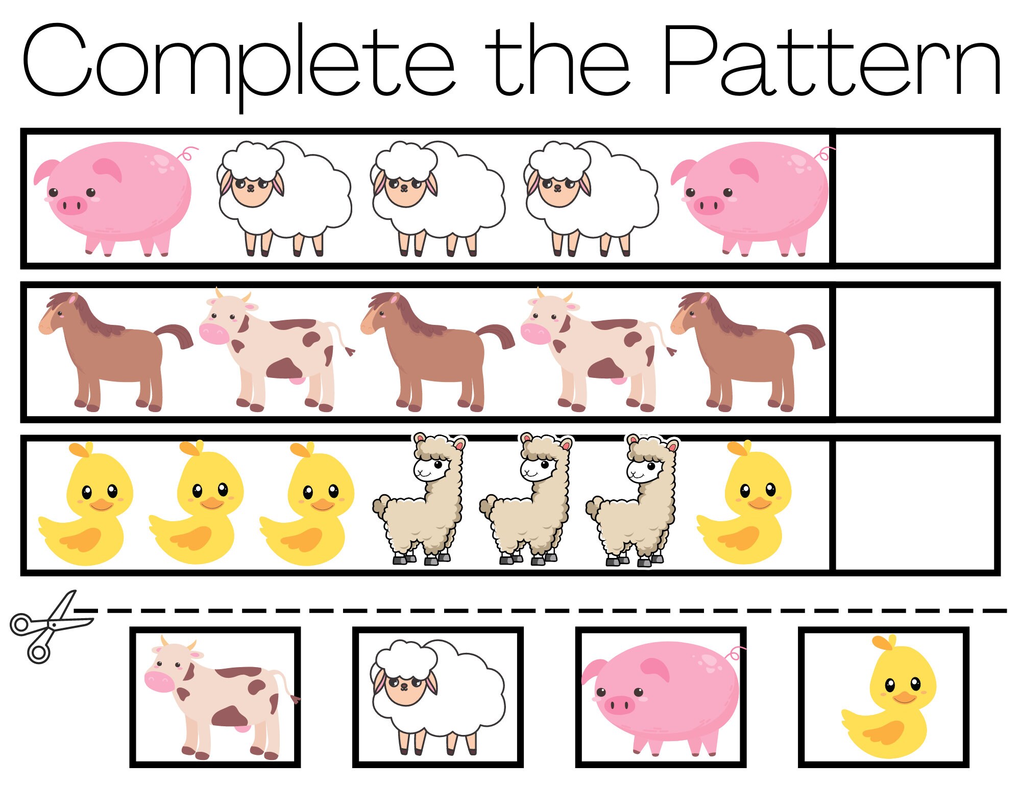 Complete the Pattern, Maths Activity, Toddler, Fine Motor, Quiet Time ...