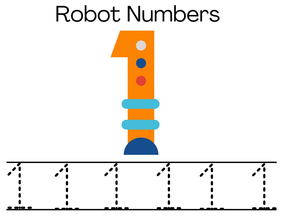 Robot Number Practice, Numbers 0 to 9, Tracing Printable, Preschool ...