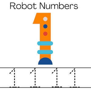 Robot Number Practice, Numbers 0 to 9, Tracing Printable, Preschool ...