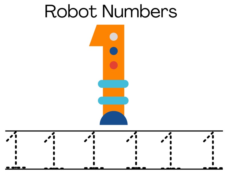 Robot Number Practice, Numbers 0 to 9, Tracing Printable, Preschool ...