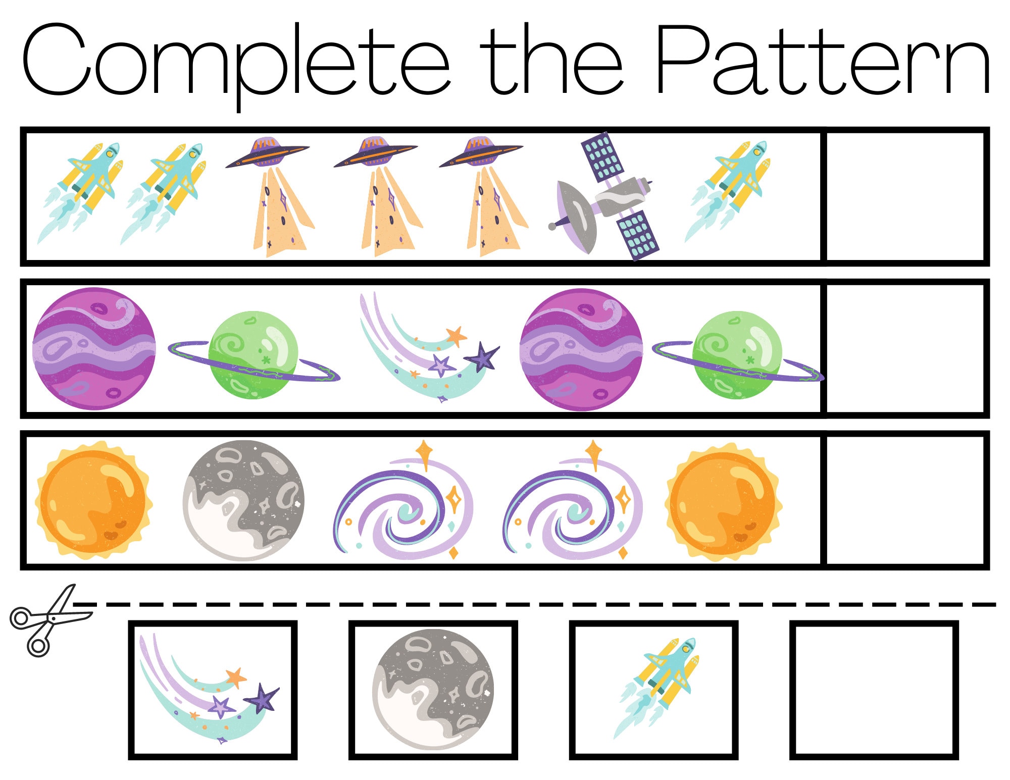 Complete the Pattern, Maths Activity, Toddler, Fine Motor, Quiet Time ...
