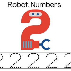Robot Number Practice, Numbers 0 to 9, Tracing Printable, Preschool ...