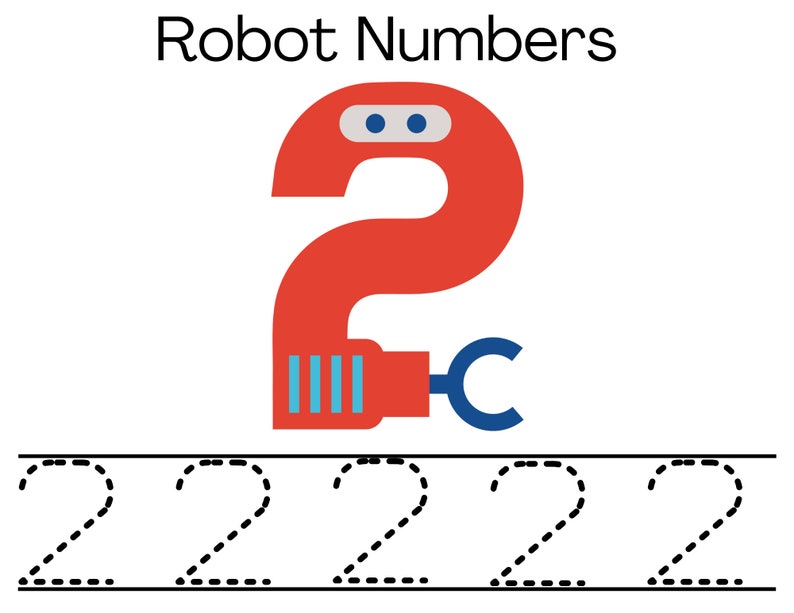 Robot Number Practice, Numbers 0 to 9, Tracing Printable, Preschool ...