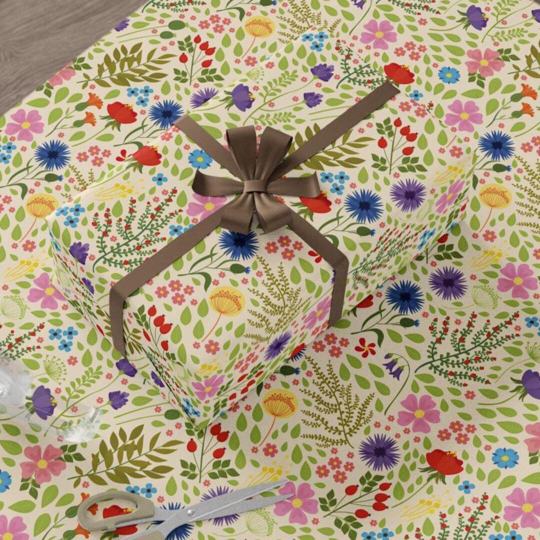 Wildflower Wrapping Paper - Whimsical Botanical Gift Wrap, Colorful ...