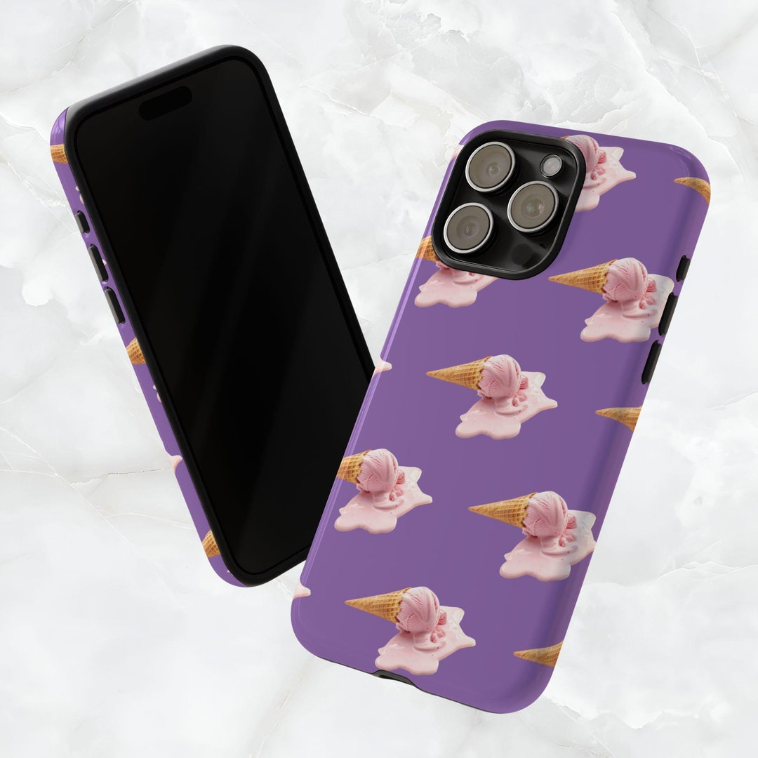 Purple Pink Melted Ice Cream Phone Case, Whimsical Design Cover for ...