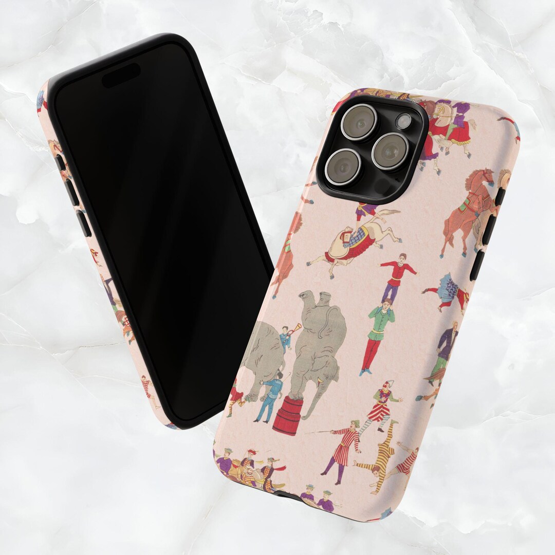 Pink Vintage Art Phone Case Animal Circus Phone Case for Iphone ...