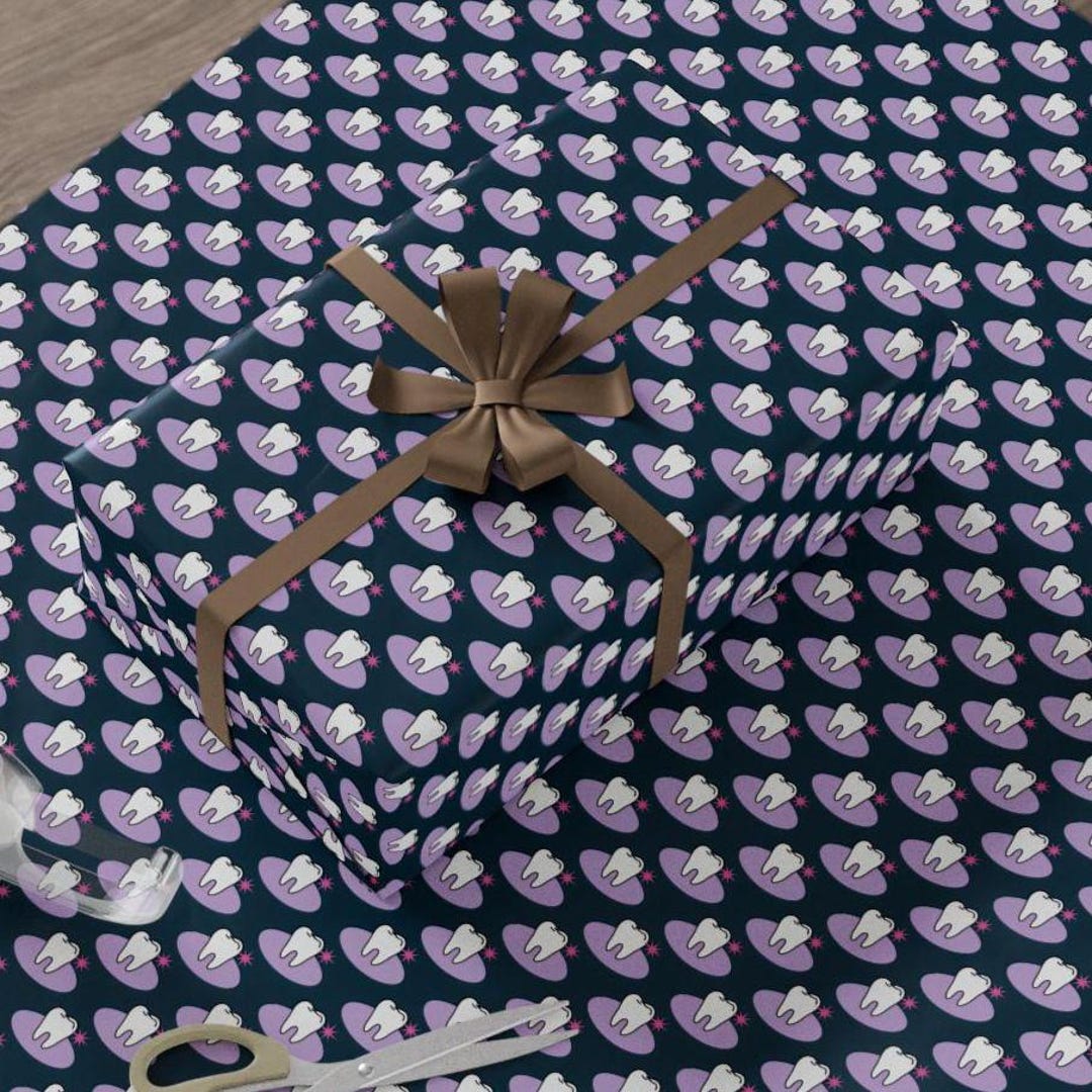 Tooth Icon Wrapping Papers - Cute Teeth Gift Wrap, Dental Pattern ...