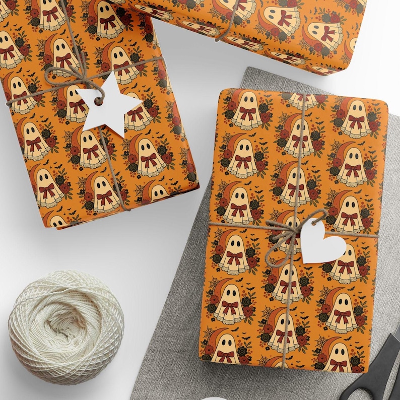 Haunted Ghost Wrapping Paper: Pastel Goth Crescent Moon, Witchy ...