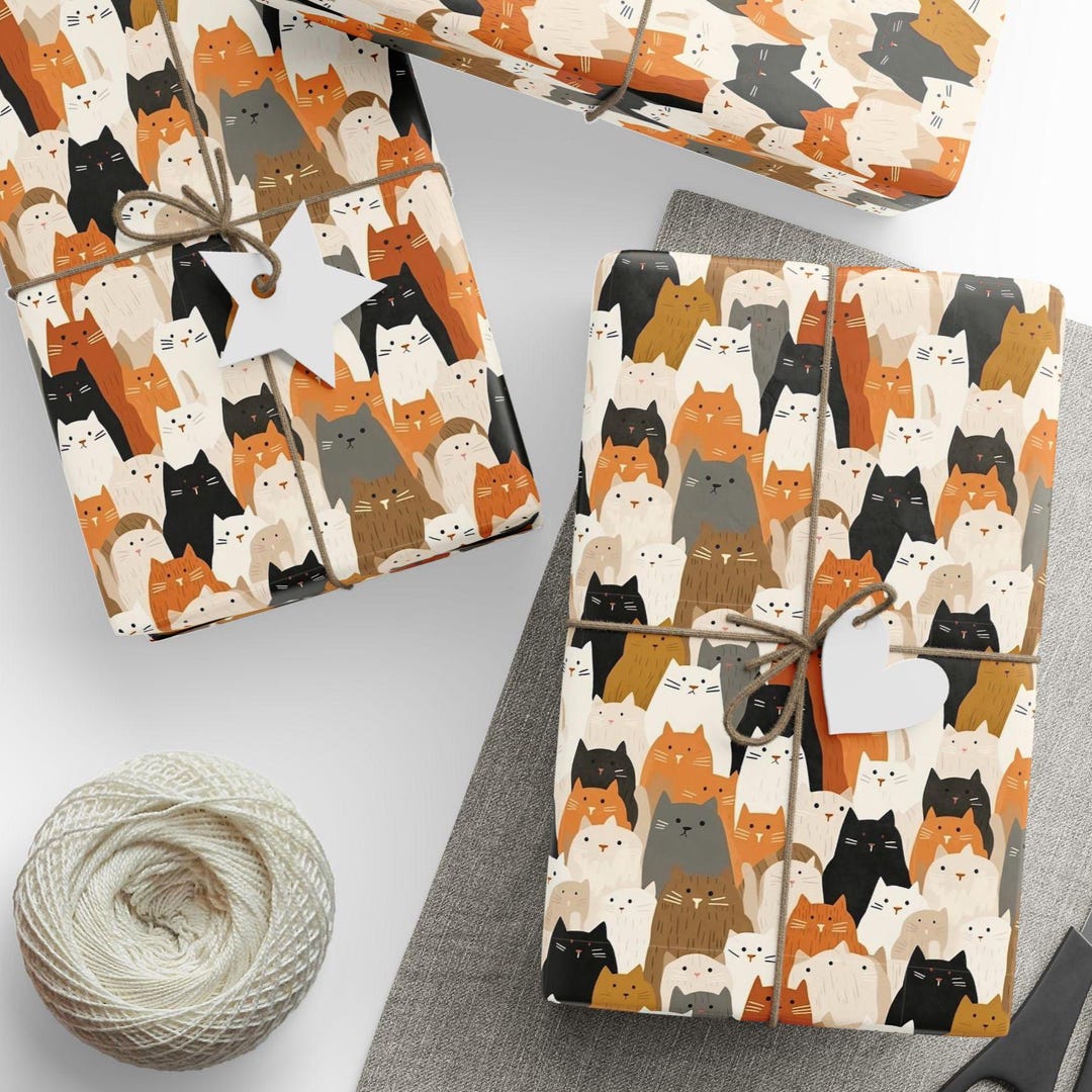 Cats Wrapping Paper, Feline Friends Gift Wrap for Cat Lovers, Pet ...