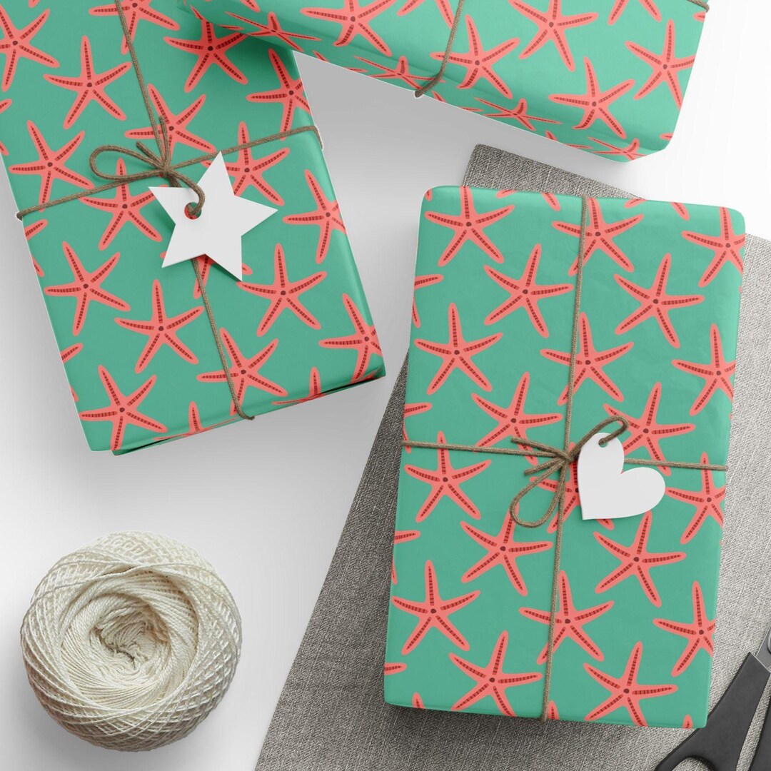 Tropical Starfish Wrapping Papers - Ocean Beach Sea Life Gift Wrap ...