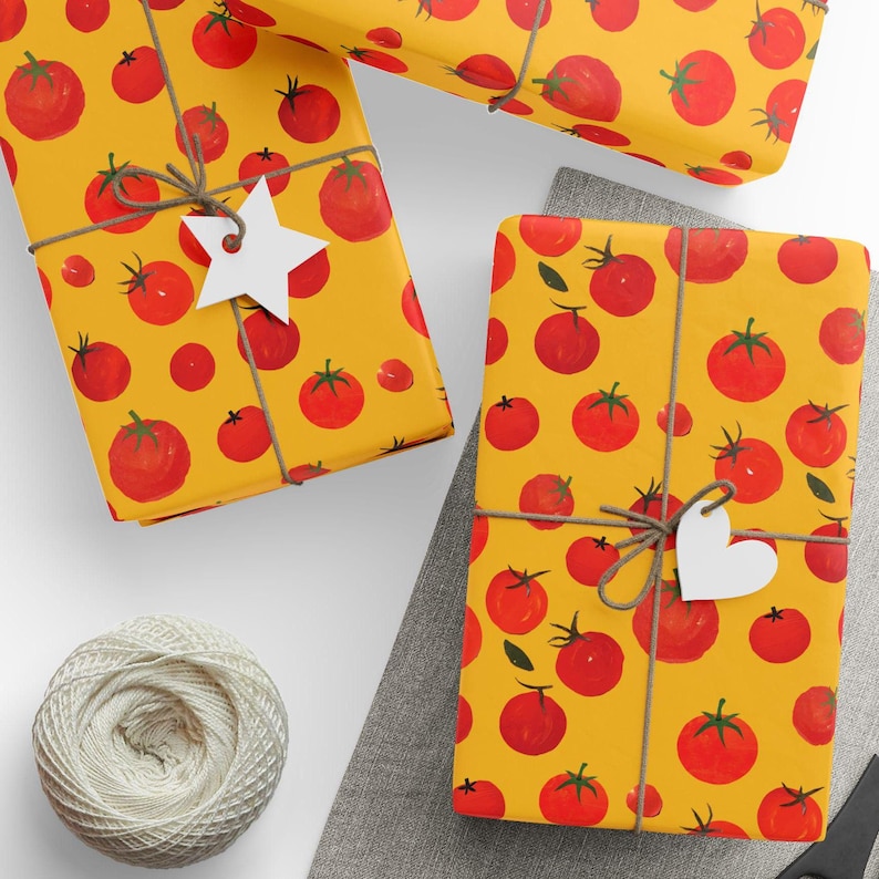 Tomato Wrapping Paper - Food Kitchen Gift Wrap, Playful Tomato Pattern ...