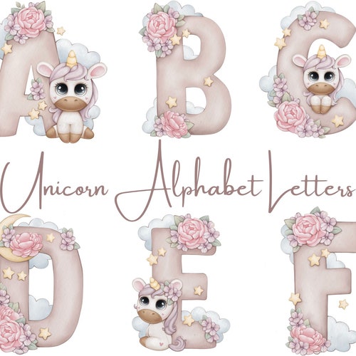 Cute Unicorn A-Z Alphabet Unicorn Printable Lettering - Etsy