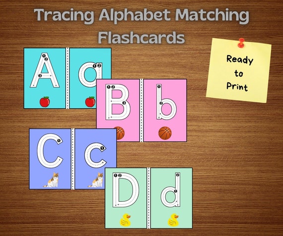 Printable Tracing Alphabet Matching Flash Cards Preschool - Etsy