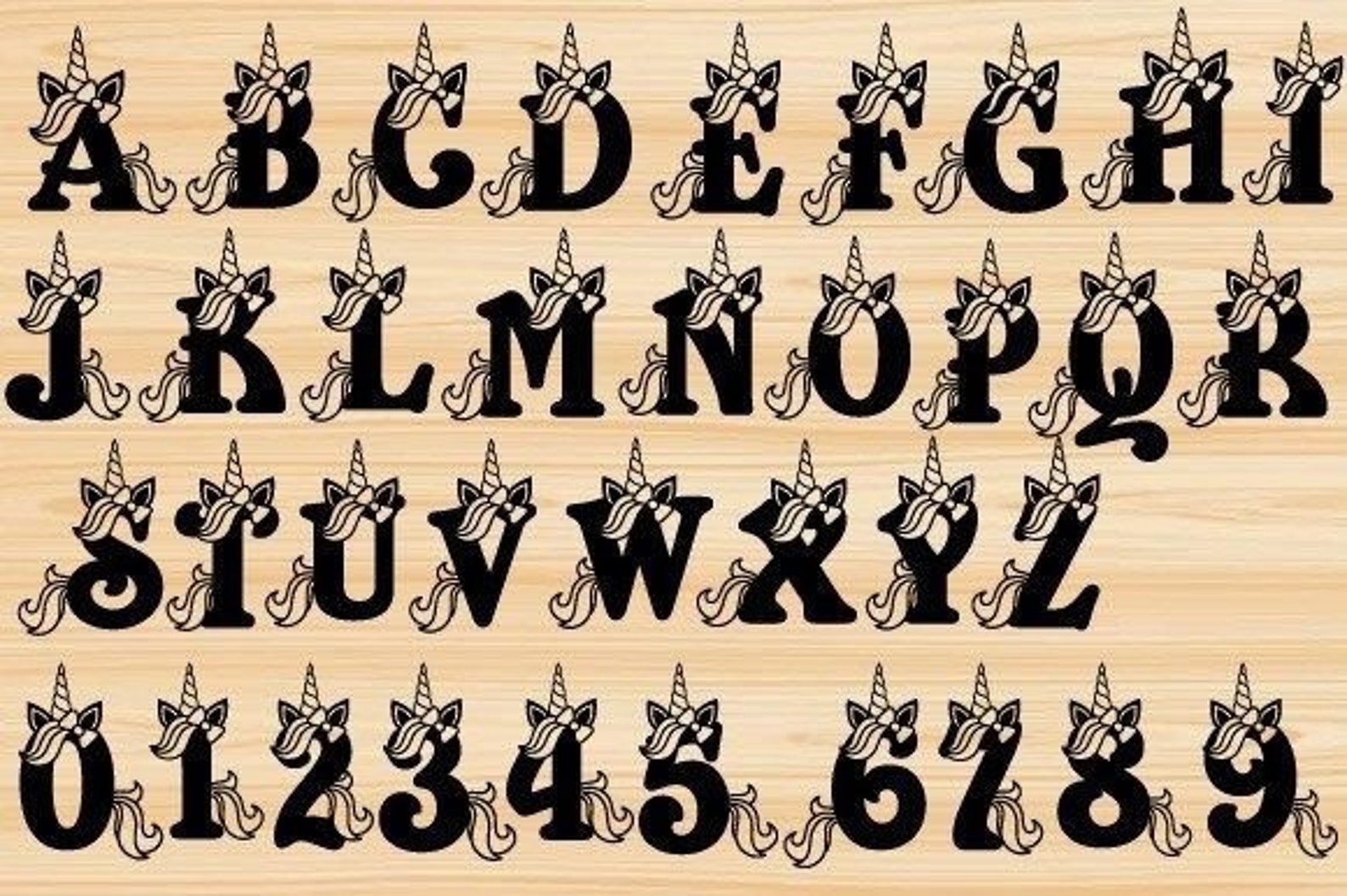 Unicorn Alphabet Letters Laser Cut A to Z Graphics, Unicorn Clip Art - Etsy