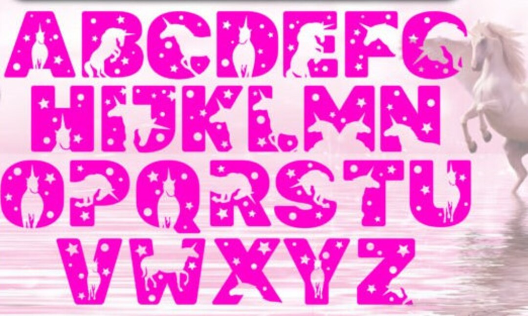Unicorn Theme Alphabet Letters A-Z, Unicorn Clip Art - Etsy