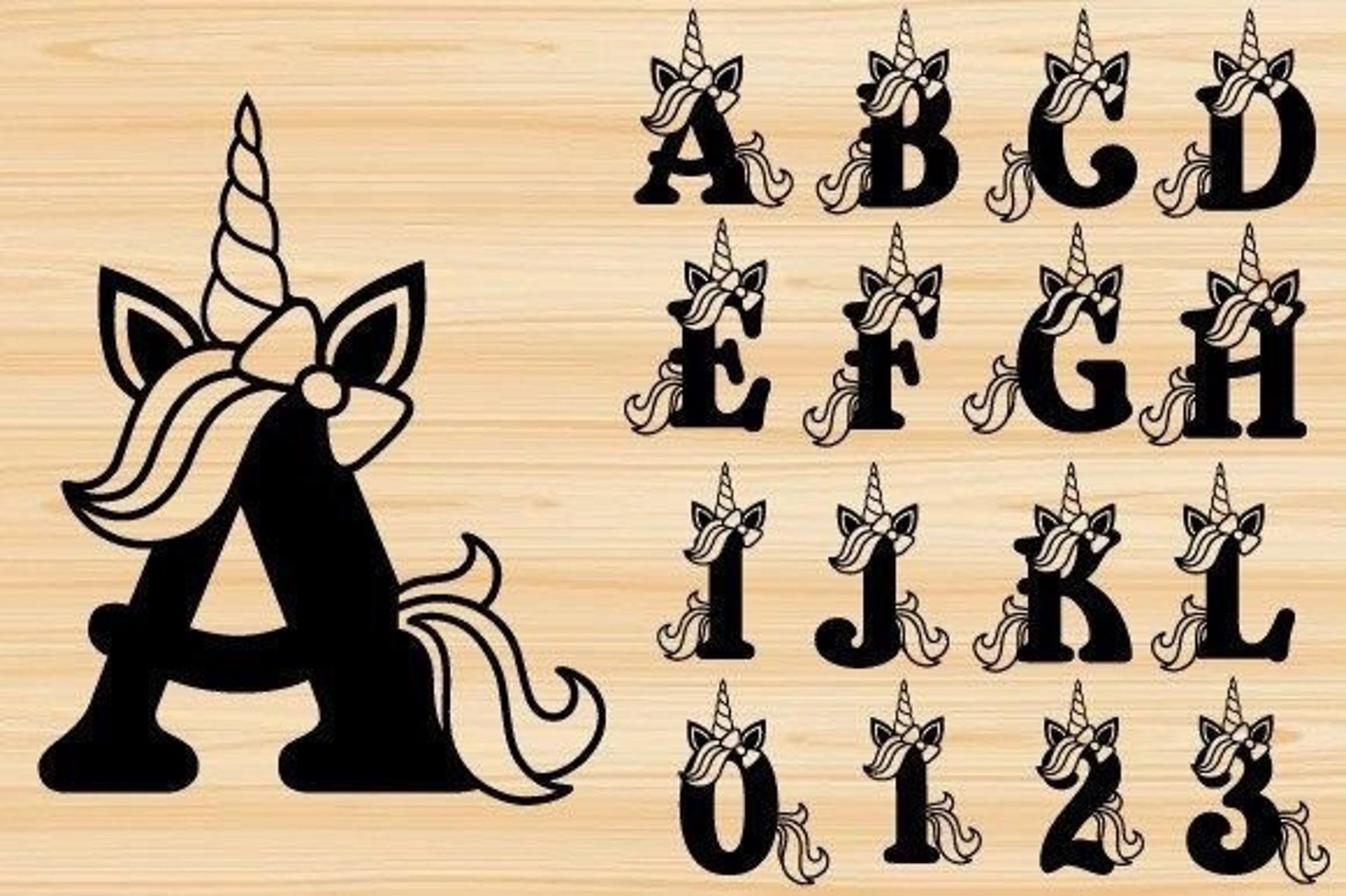 Unicorn Alphabet Letters Laser Cut A to Z Graphics, Unicorn Clip Art - Etsy