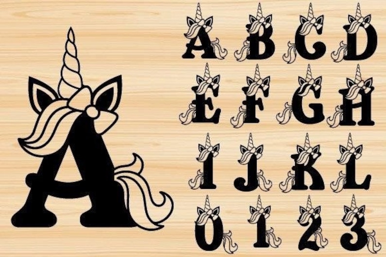 Unicorn Alphabet Letters Laser Cut A to Z Graphics, Unicorn Clip Art - Etsy