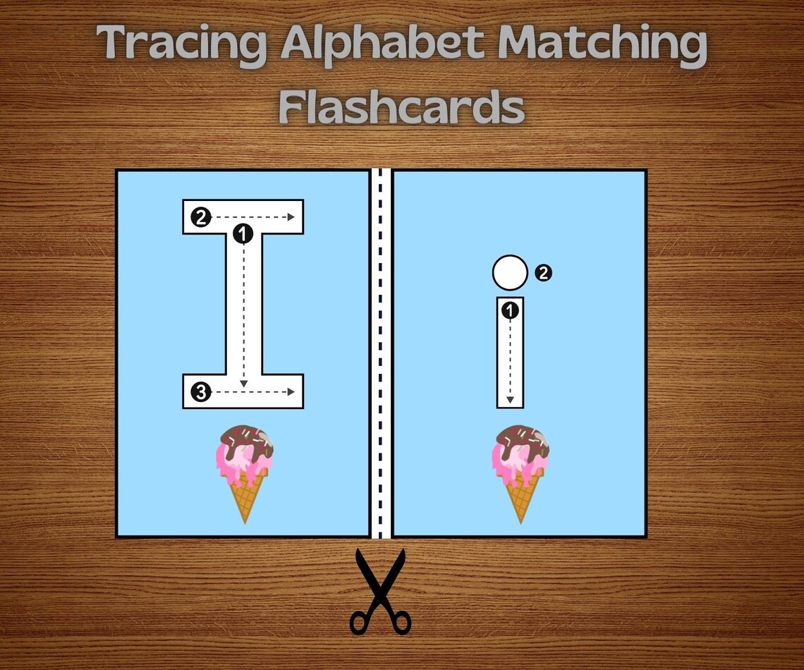 Printable Tracing Alphabet Matching Flash Cards, Preschool Early ...