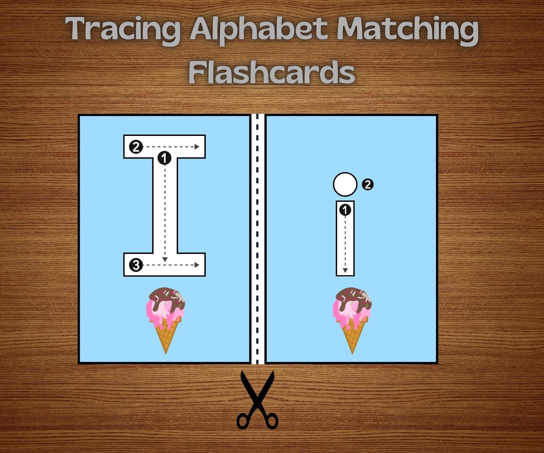 Printable Tracing Alphabet Matching Flash Cards, Preschool Early ...